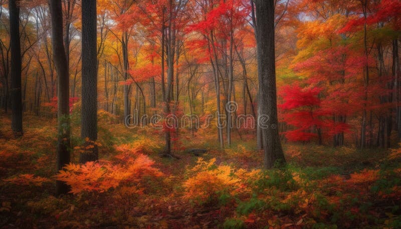 Tranquil Autumn Forest: Vibrant Colors, Multi Colored Leaves, Serene ...