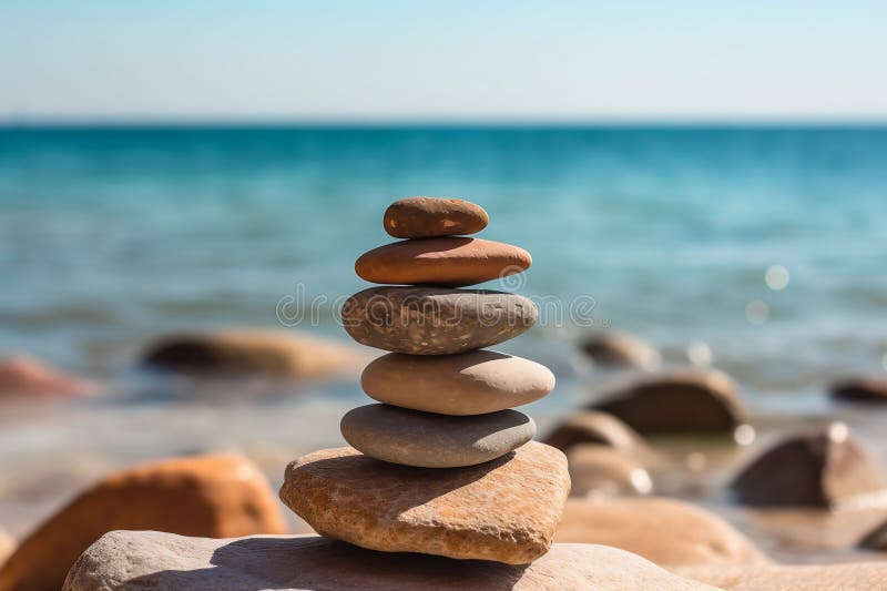 Tranquil Balance Stack of Zen Stones in Harmonious Alignment with ...