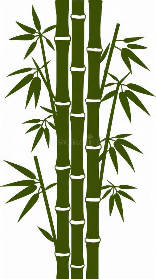 Tranquil Bamboo Forest Illustration: Simple Green and White Bamboo ...