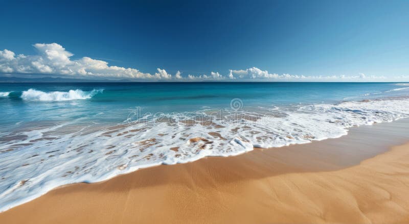 Serene Beach View at Low Tide with Gentle Waves and Cloudy Sky Stock ...