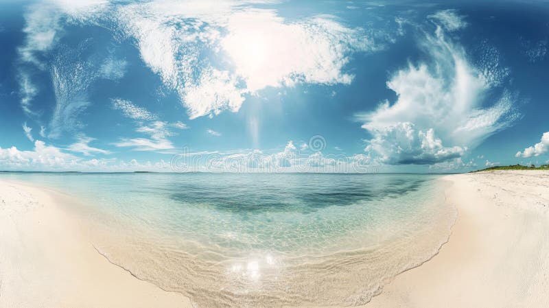Tranquil Beach Scene Captured in Fish Eye Perspective with Clouds Stock ...