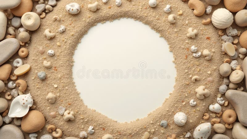 Tranquil Beach Stones Circle on Sandy Background with Scattered ...