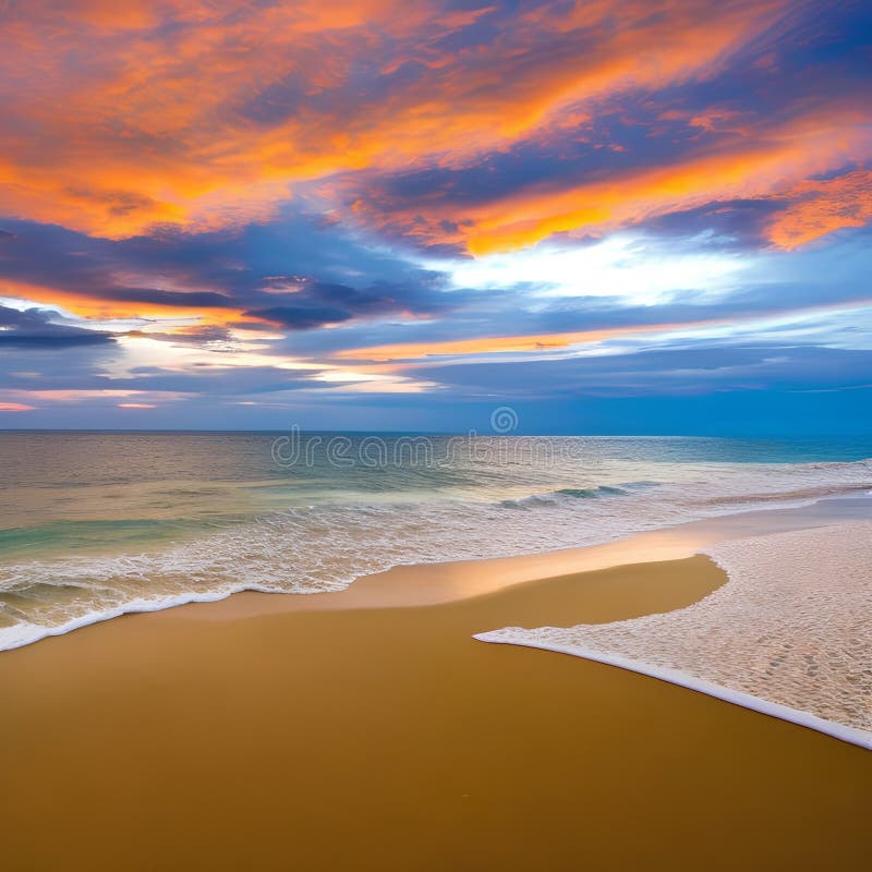 605 Tranquil Beach Sunset: a Serene and Tranquil Background Featuring a ...