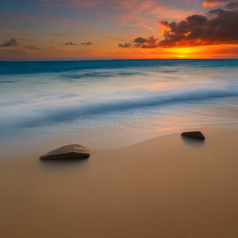 605 Tranquil Beach Sunset: a Serene and Tranquil Background Featuring a ...