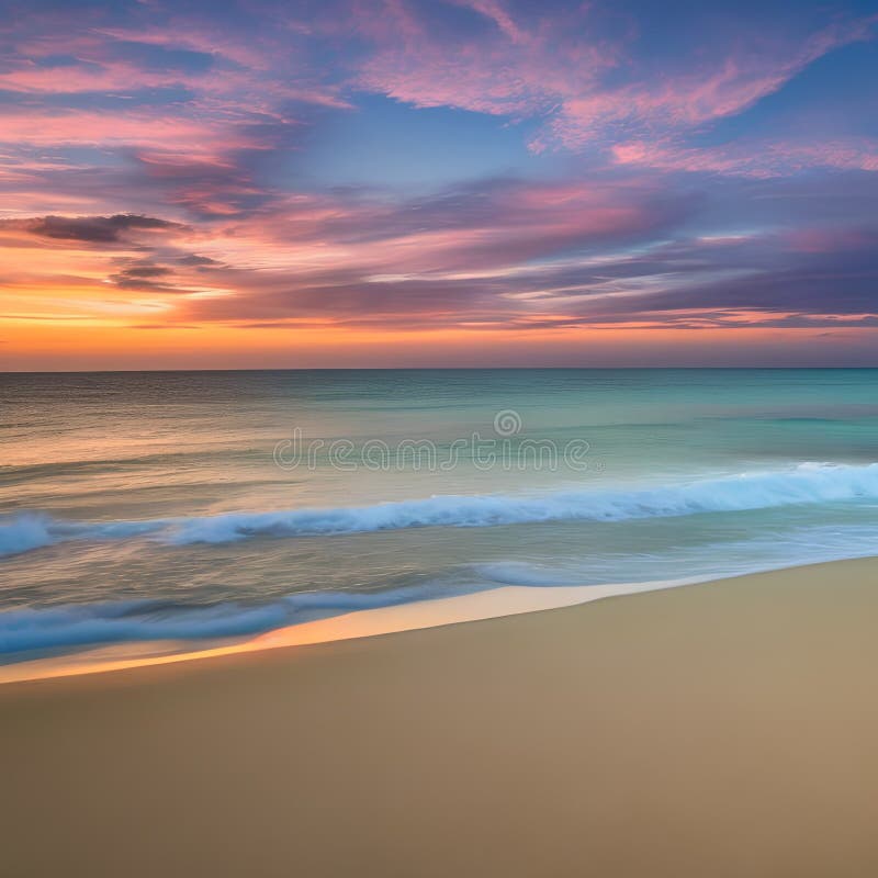 605 Tranquil Beach Sunset: a Serene and Tranquil Background Featuring a ...
