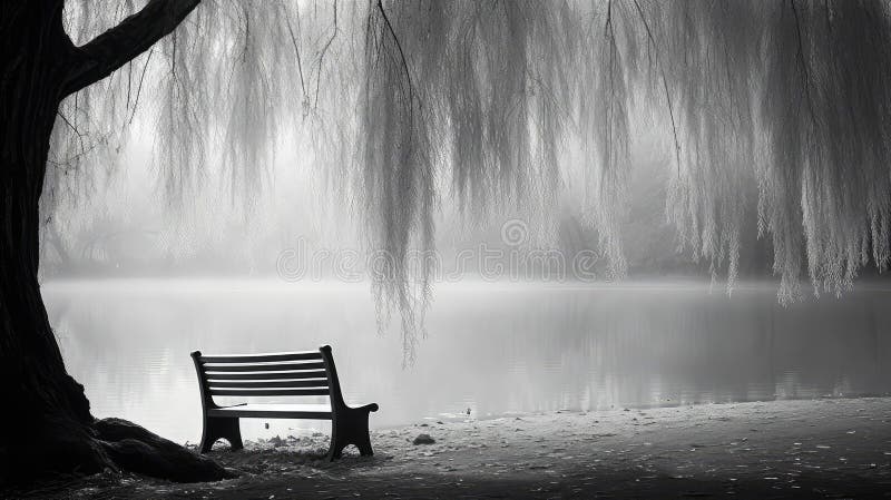 Tranquil bench tree stock image. Image of calm, view - 361366319