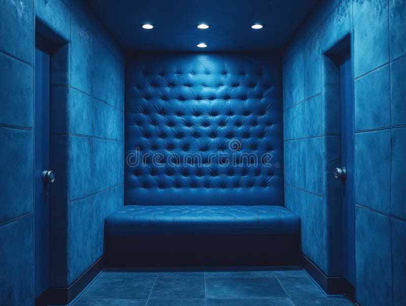 A Tranquil Blue Padded Cell with Soft Cushioned Walls, Designed for ...