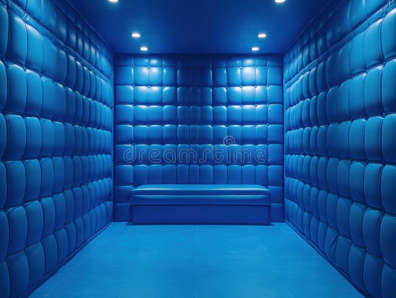 A Tranquil Blue Padded Cell with Soft Cushioned Walls, Designed for ...