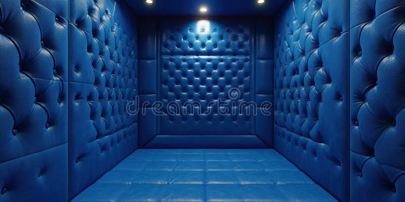 A Tranquil Blue Padded Cell with Soft Cushioned Walls, Designed for ...