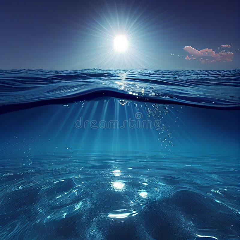 Blue Underwater Scene with Sunlight and Copy Space. AI Generative Stock ...