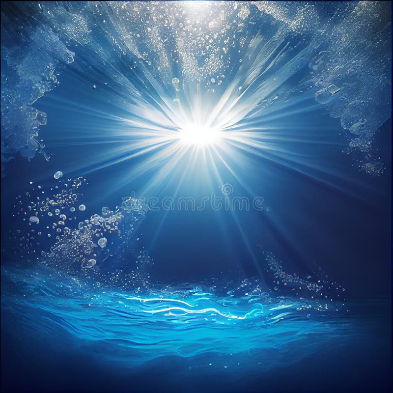 Blue Underwater Scene with Sunlight and Copy Space. AI Generative Stock ...