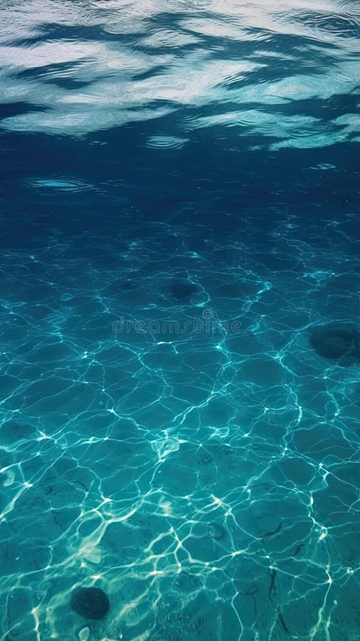 Tranquil Blue Water with Rippling Caustics. AI-generated Stock ...