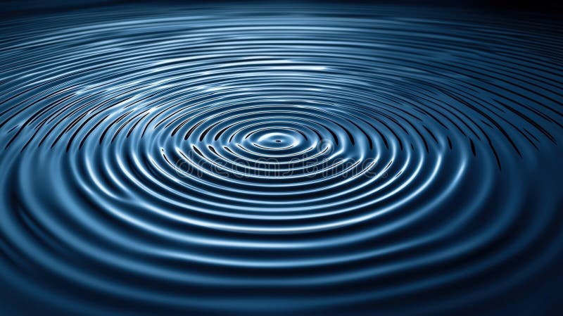 Tranquil Blue Water Surface with Circular Ripples Reflecting Soft Light ...