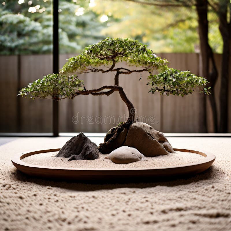 Tranquil Bonsai Tree in Minimalist Setting Stock Image - Image of calm ...