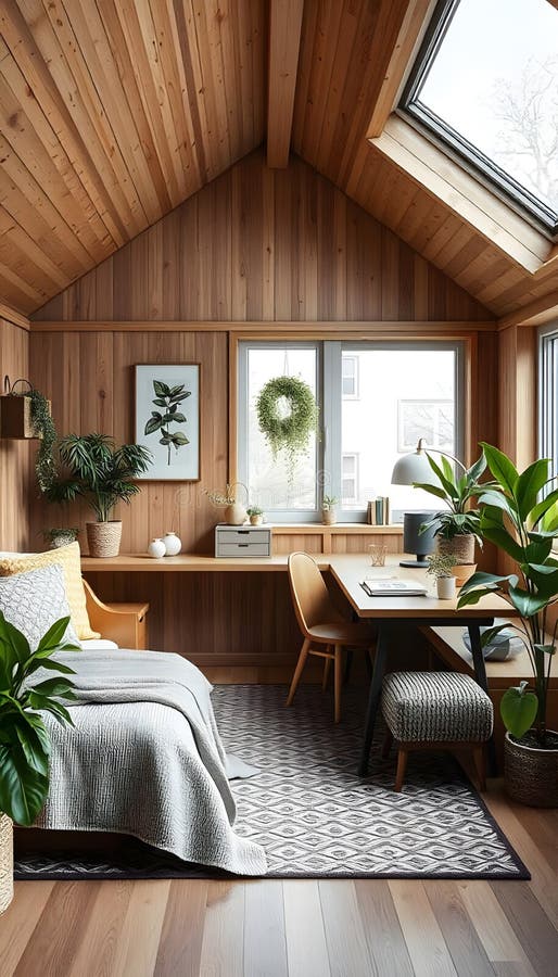 Tranquil Cabin Study Nook stock photo. Image of cozy - 346532872