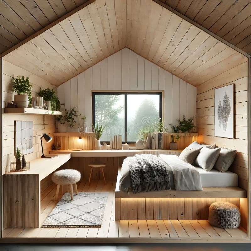 Tranquil Cabin Study Nook stock image. Image of crafted - 346532857