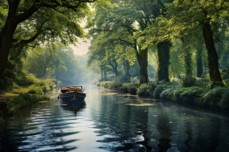 Canal Boats Scene England stock image. Image of river - 18616629