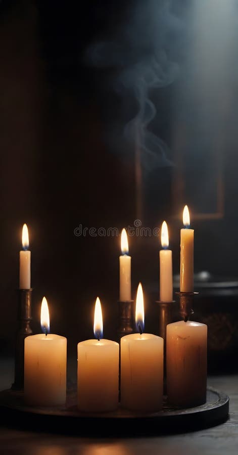 Tranquil Candle Flames in the Dark Stock Photo - Image of serene ...