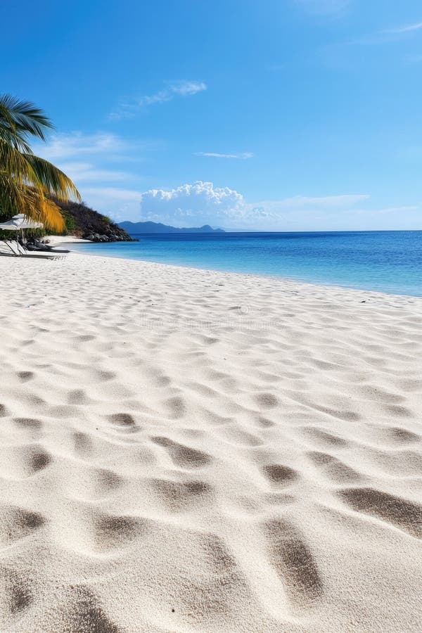 Tranquil Caribbean Beach with Pristine Sand and Clear Blue Water Stock ...