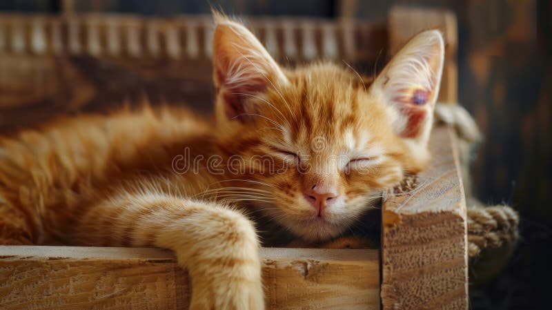Tranquil Cat Napping Peacefully in Cozy Barn Loft, Creating a Serene ...
