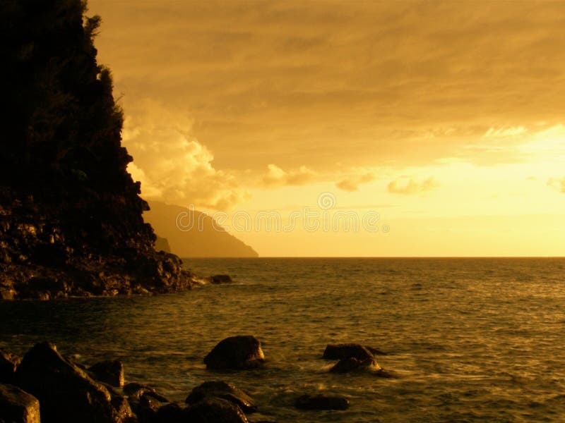 Tranquil Coastal Sunset stock photo. Image of beatiful - 2504030