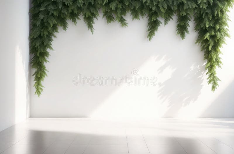 A Tranquil Corner with Lush Green Foliage Hanging Over a White ...