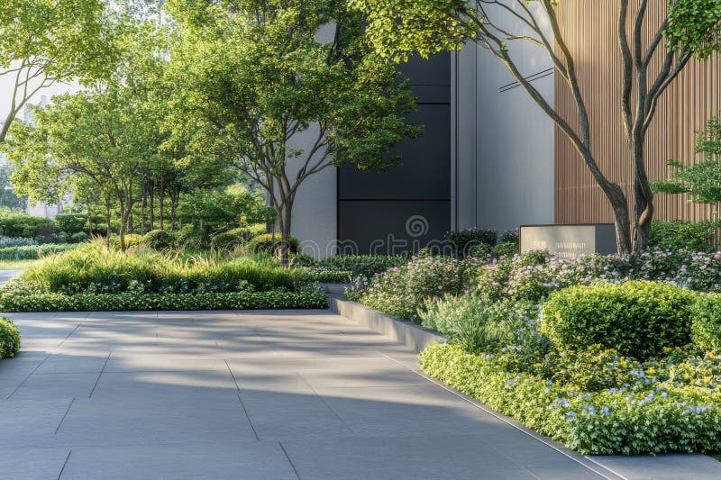 Tranquil Courtyard Garden Layout Featuring Abundant Greenery and ...