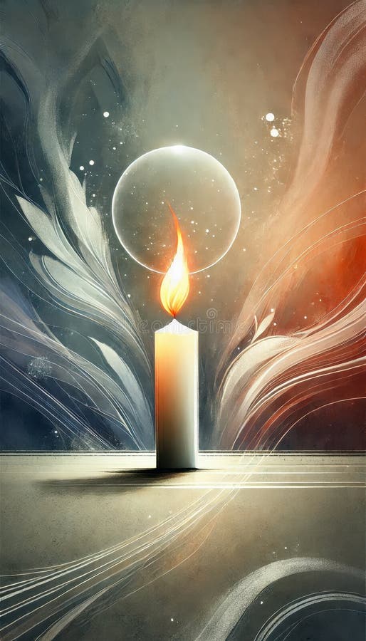 A Tranquil Depiction of a Single Grave Candle Burning Softly Stock ...