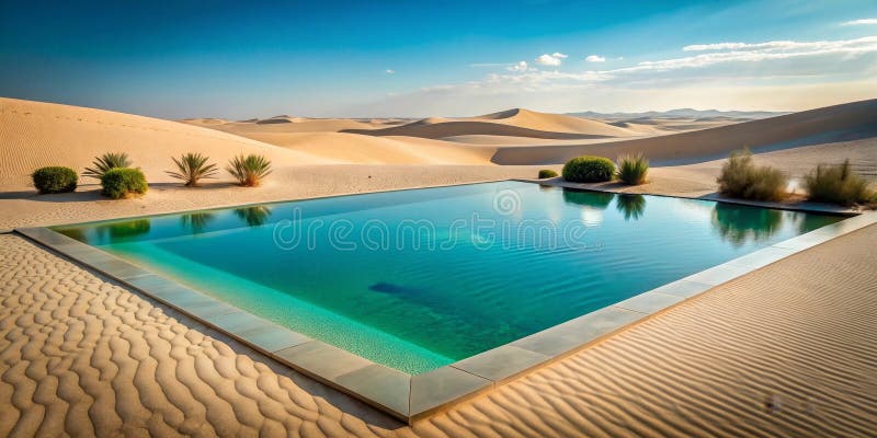 Tranquil Desert Oasis a Modern Rectangular Pool Nestled Amongst Sand ...