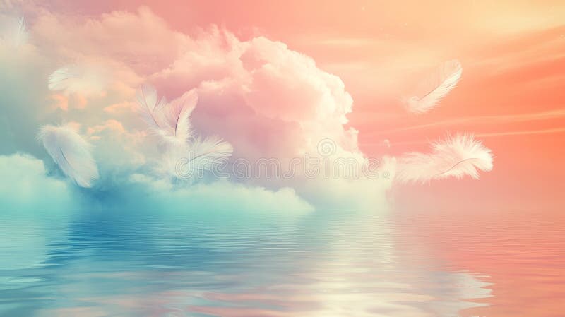 A Tranquil Dreamscape with Pastel Clouds and Soft, Feathery Textures ...