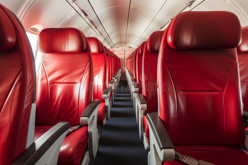 Tranquil Empty Aircraft Red Interior. Generate Ai Stock Image - Image ...