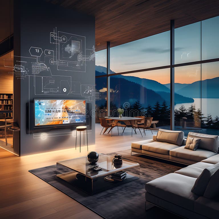 A Tranquil Evening in a Smart Home Where Every Device and System is ...