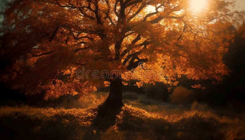 Tranquil Forest Glows in Spooky Autumn Light Generated by AI Stock ...