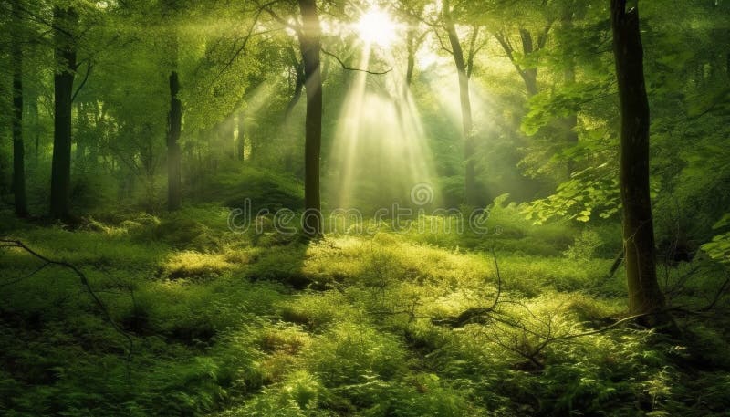 Tranquil Forest Path, Sunlight Reveals Nature Mystery Generated by AI ...