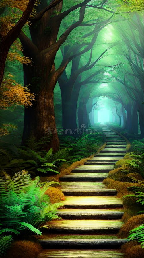 Tranquil Forest Pathway Illustration Artificial Intelligence Artwork ...