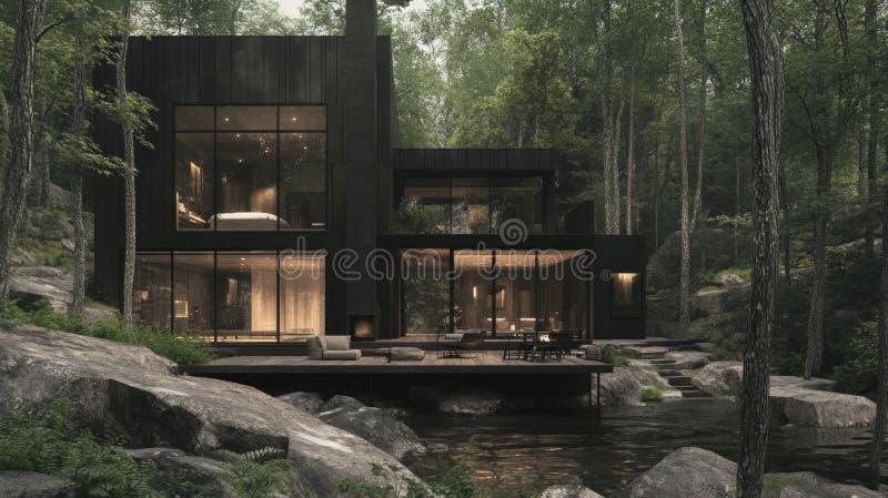 A Tranquil Forest Setting is Home To a Luxurious Modern Cabin Retreat ...