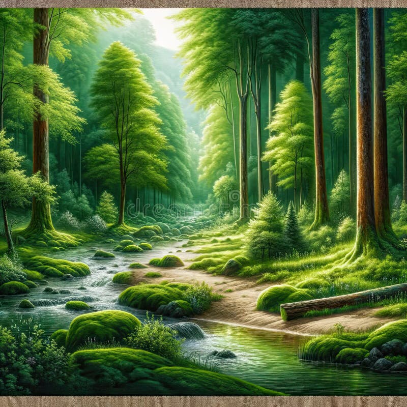 Tranquil Forest Stream, AI Generated Stock Image - Image of outdoor ...