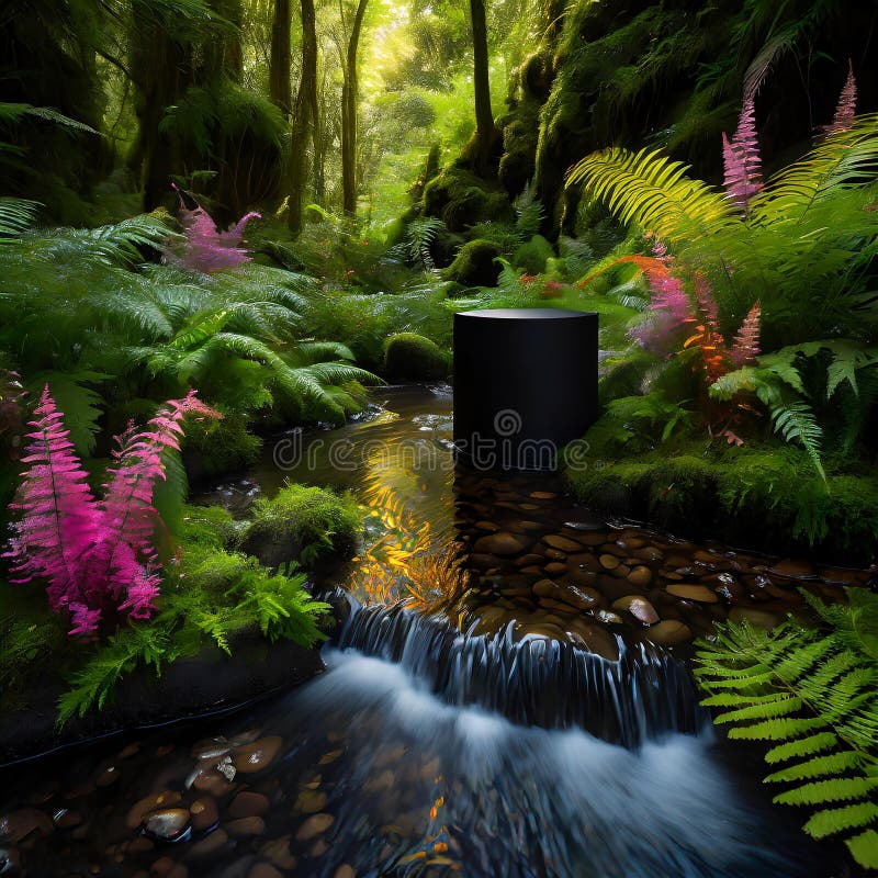 A Tranquil Forest Stream. Generative Ai Stock Illustration ...