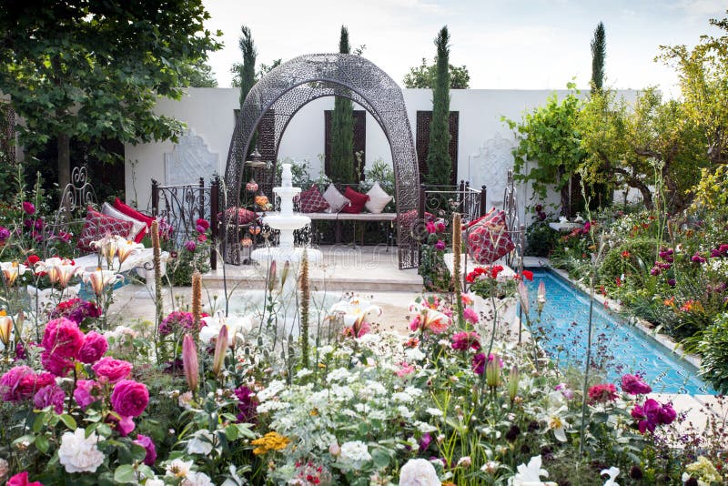 Tranquil garden stock photo. Image of nature, pillows - 59507816