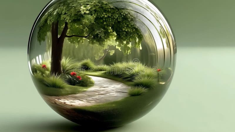 Peaceful Garden in a Glass Sphere Stock Video - Video of plant ...