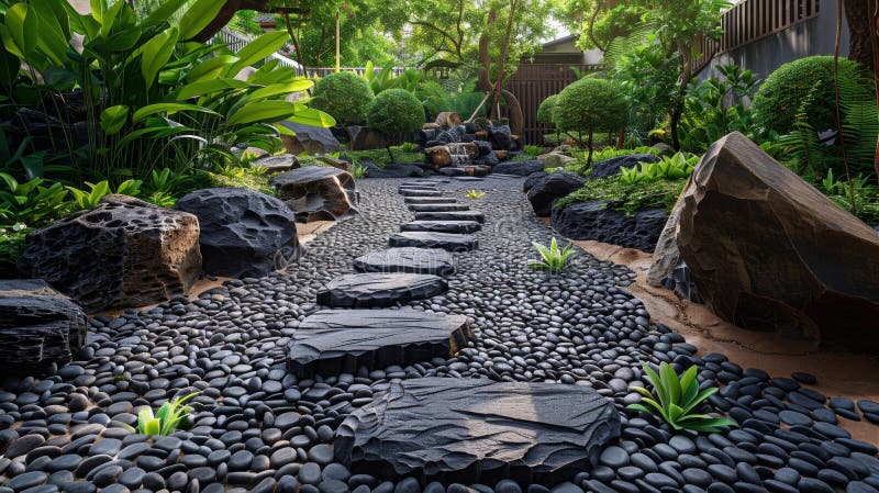 Tranquil Garden, a Tranquil Zen Garden Featuring a Stone Pathway and ...