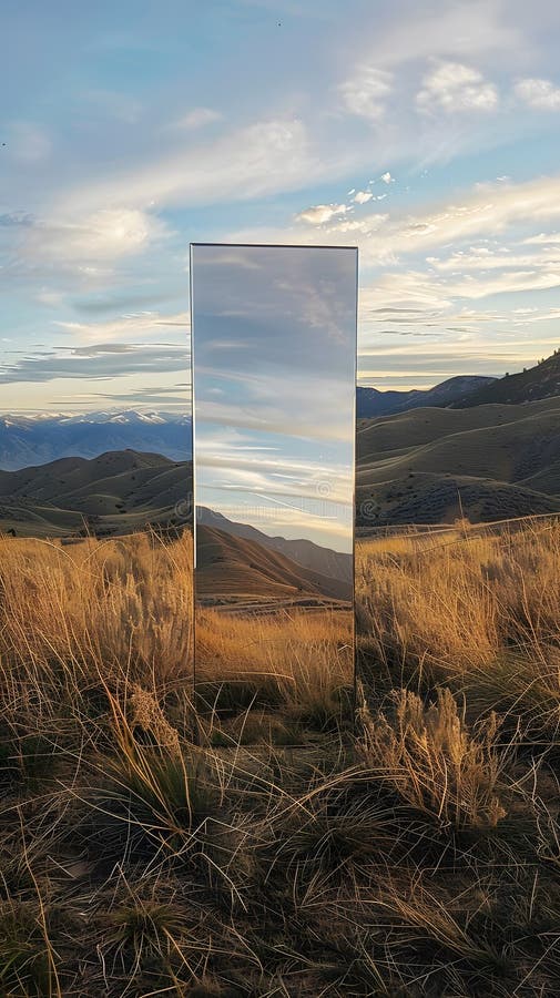 Capture the Tranquil Essence of a Mystical Mirror Monolith in a Golden ...