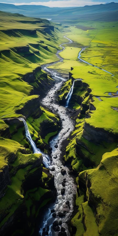 Tranquil Green Valley: a Gravity-defying Landscape with Flowing River ...