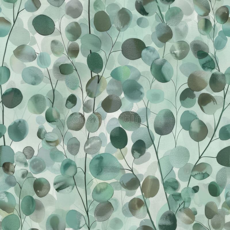 Tranquil Green Watercolor Eucalyptus Pattern Background Stock Photo ...