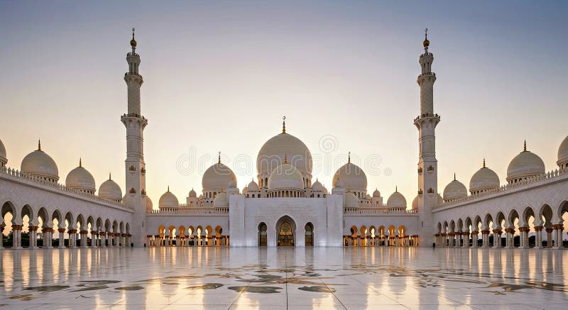 Tranquil Eid Ul Adha Mosque during Sunset with Warm Light Stock ...