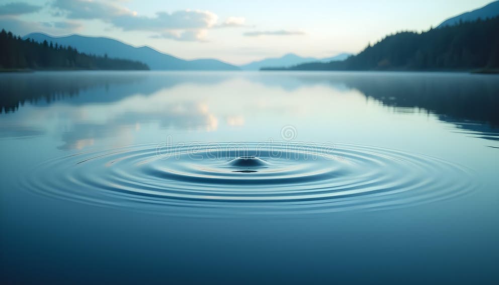 A Tranquil Image of a Serene Lake, with Subtle Ripples Emanating from a ...