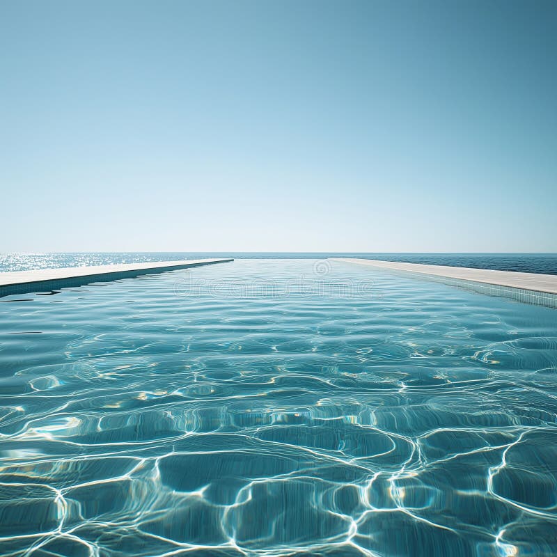 Tranquil Infinity Pool Overlooking Ocean with Clear Sky Stock Photo ...
