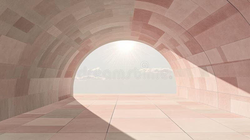 Tranquil Interior of a Modern Architectural Tunnel Bathed in Soft Light ...