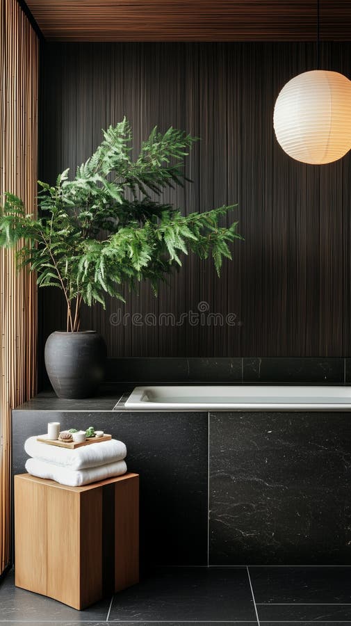 Tranquil Japanese Inspired Spa Retreat Serene Bamboo Design Stock ...