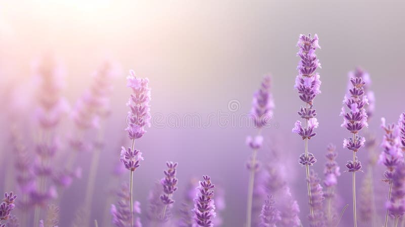 Tranquil Lavender Fields, Minimalist Stock Illustration - Illustration ...